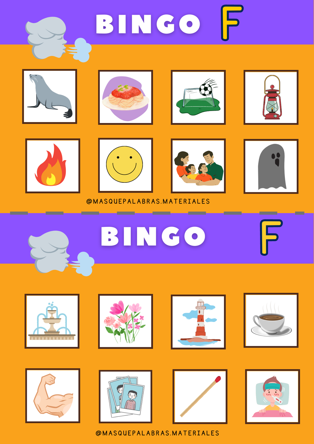 FONE- BINGO F - MAS QUE PALABRAS.MATERIALES