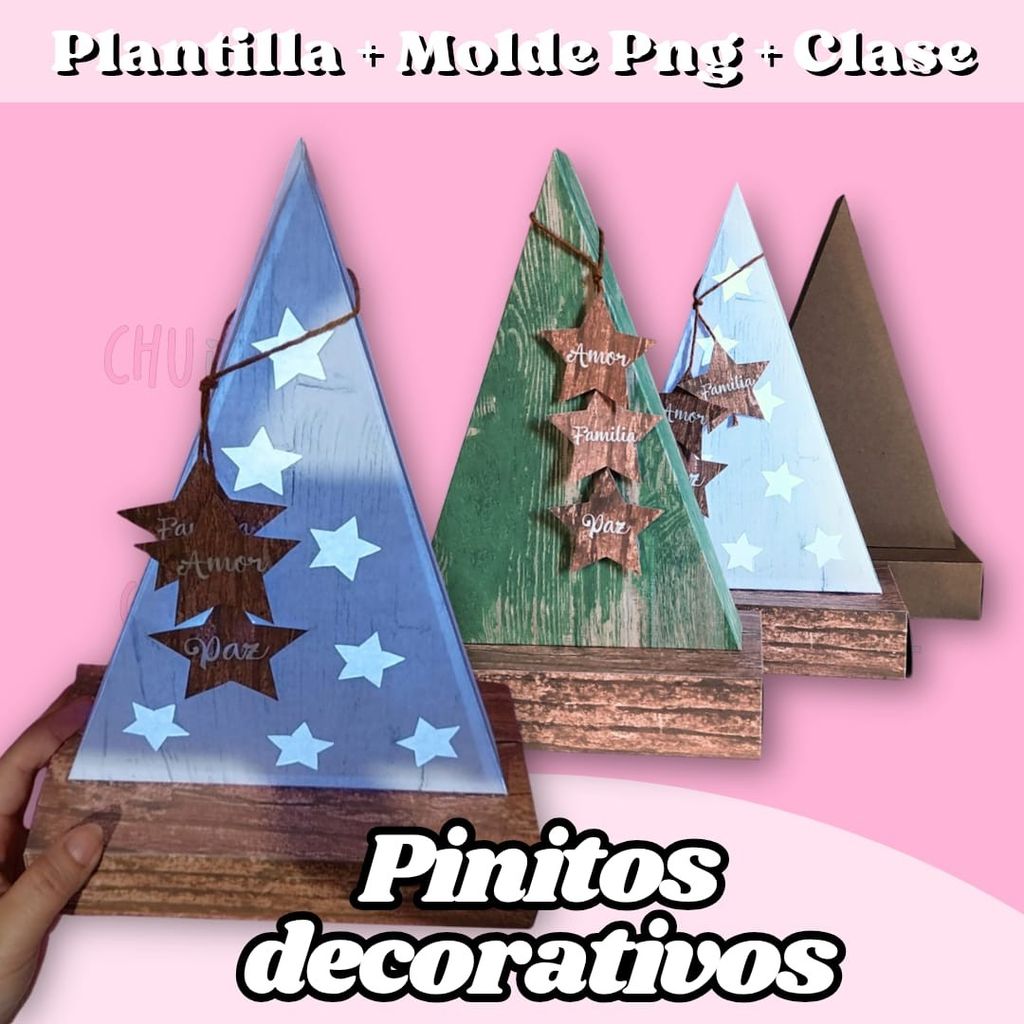 PINITOS DECORATIVOS CON Y SIN LUZ + MOLDE + CLASE - Chu Ideas