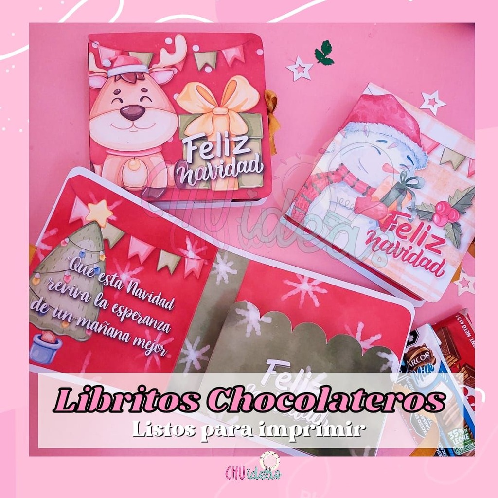 Tarjeta librito chocolatero Navidad listos para imprimir - Chu Ideas