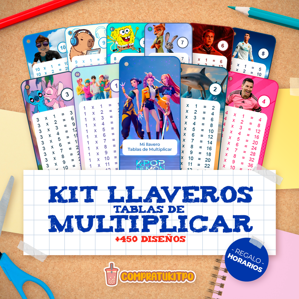 🏷️ Llaveros con Tablas de Multiplicar y horarios de regalo - Compra Tu ...